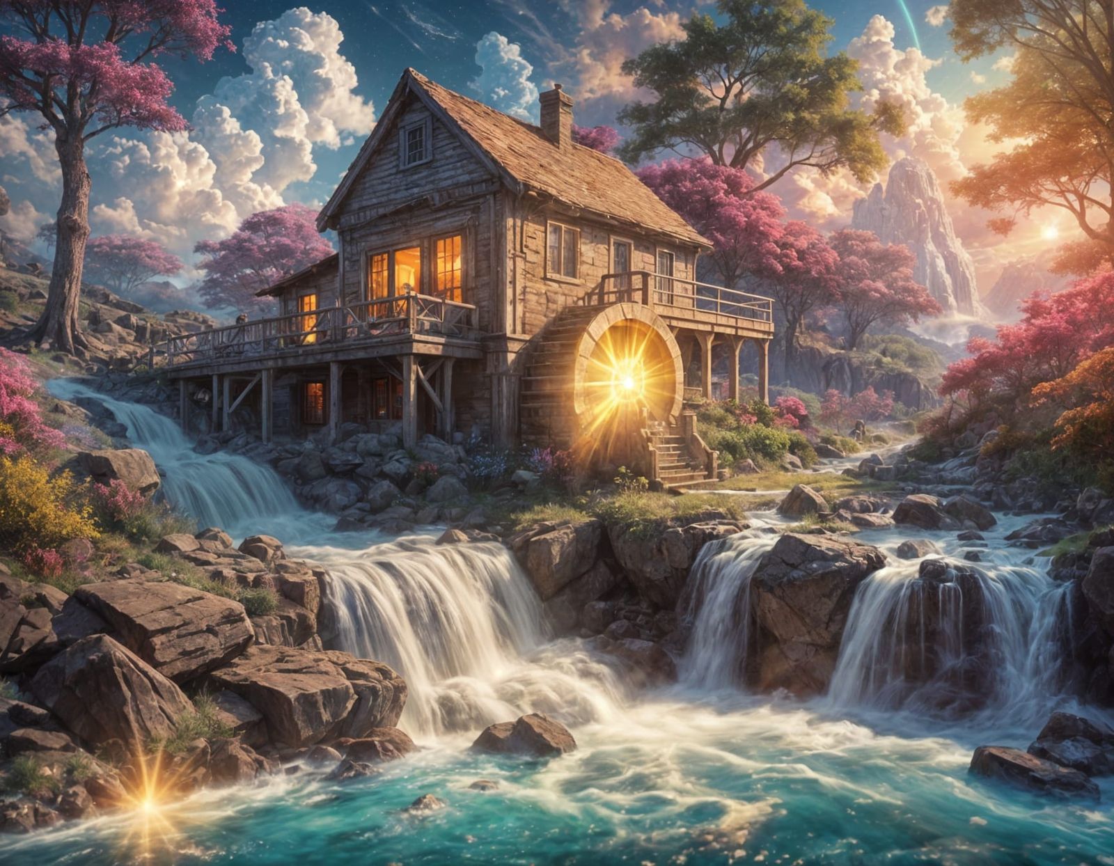 "The Magical Grist Mill" - Ethereal Cosmic Grist Mill in Hea...