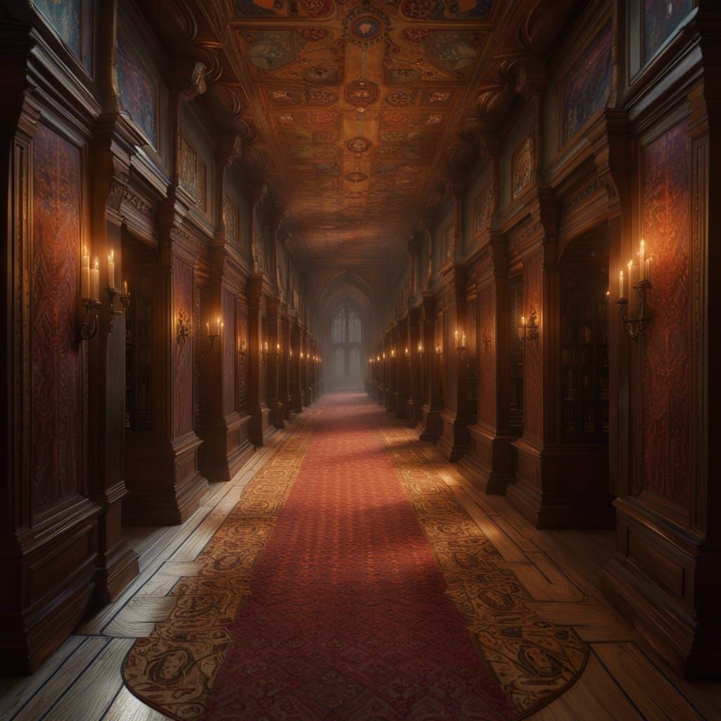 Hallway in an old hotel - AI Generated Artwork - NightCafe Creator