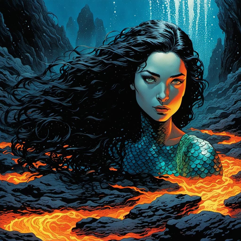 Lava mermaid - AI Generated Artwork - NightCafe Creator