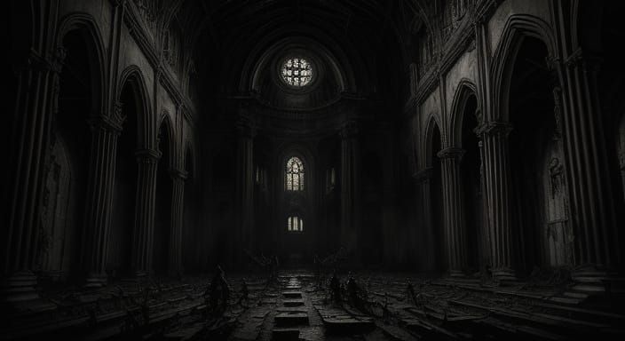 Dark Baroque Demon Horde Infects Zombie in Abandon... - AI Art