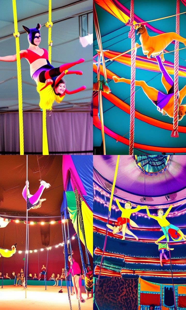 Flying trapeze colorful circus with animals - AI Generated Artwork ...