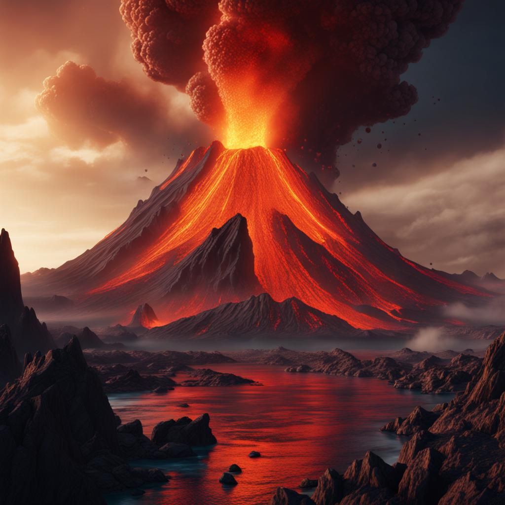 Volcano eruption on planet Venus - AI Generated Artwork - NightCafe Creator