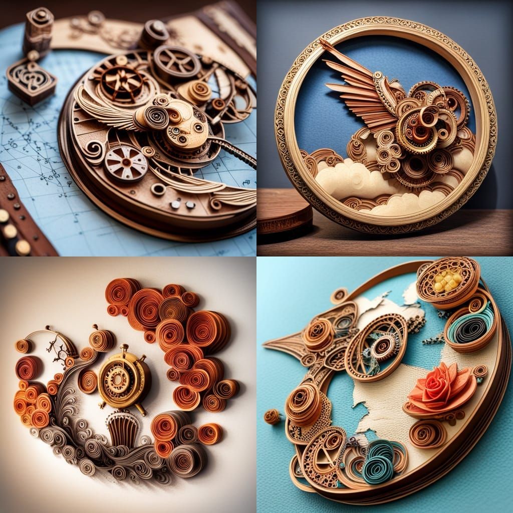 Rococo ,quilling ,steampunk ,steampunk engine ,factory ,flying machine ...