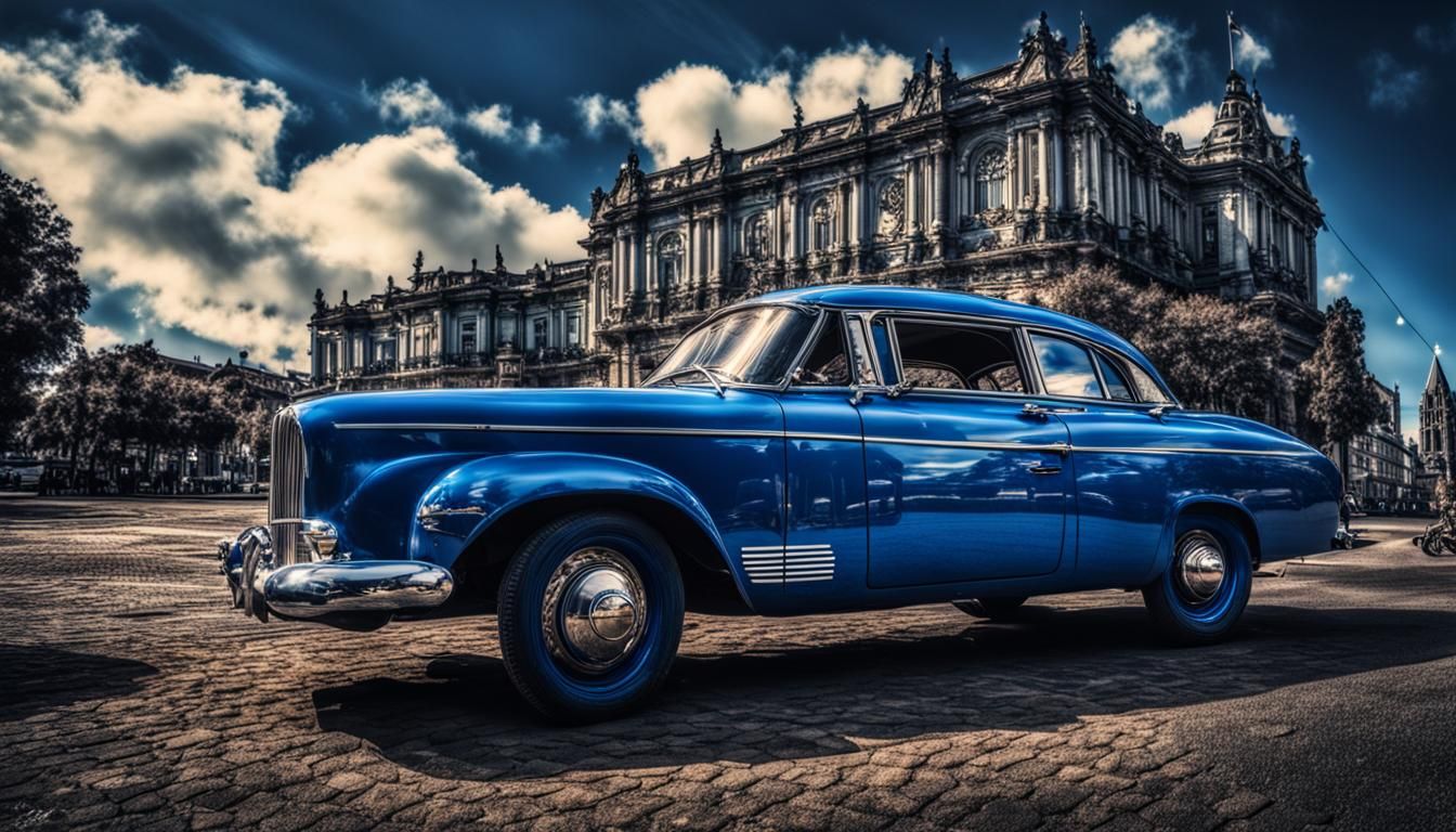 Nice Blue car… and a missing wheel. - AI Generated Artwork - NightCafe ...
