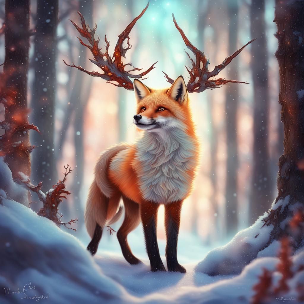 A WHIMSICAL enchanted fantasycore MAGICAL CLOSE-UP OF A BEAUTIFUL, red ...