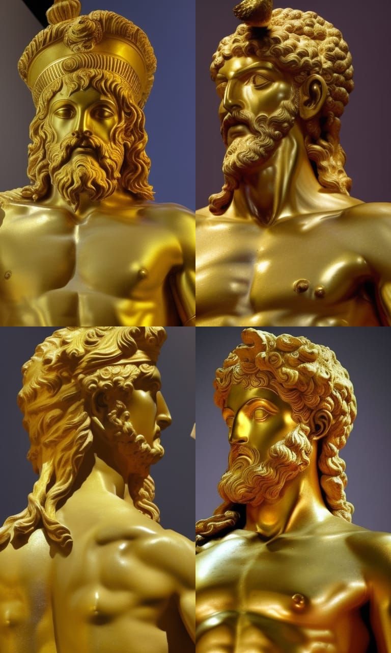 Highly detailed golden statue of Zeus at Olympia - AI Generated Artwork - NightCafe Creator