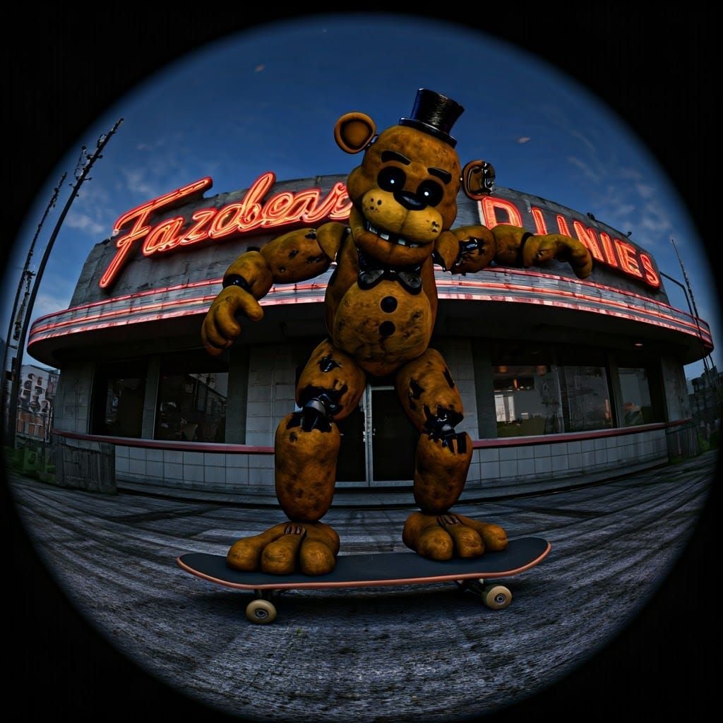 Freddy Flips - Freddy's Gritty Skateboard Stunt in a Hauntin...