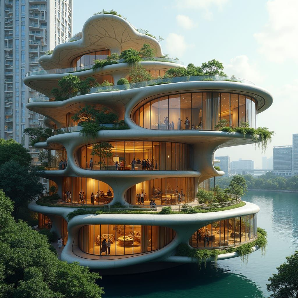 Organic, Futuristic High-Rise Buildings in Light B... - AI Art