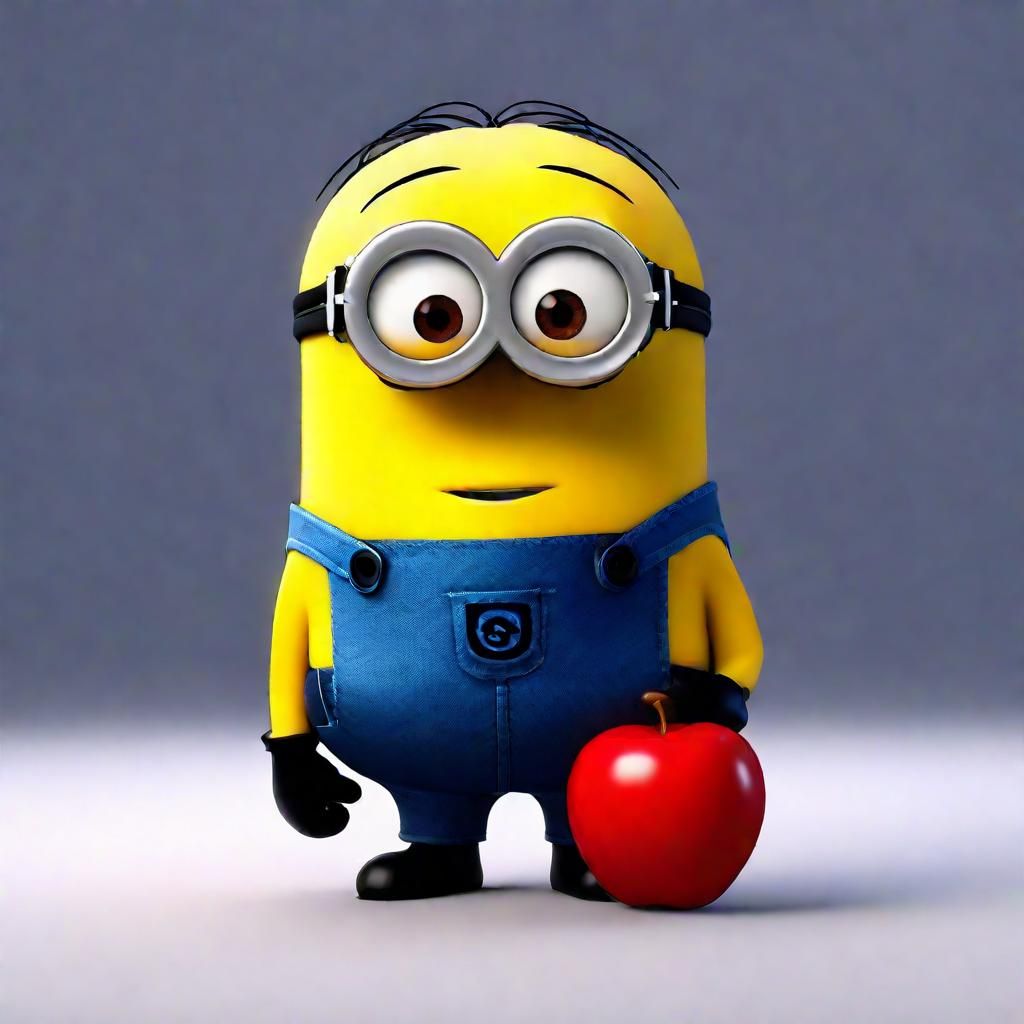 Minion, offering an apple - AI Generated Artwork - NightCafe Creator