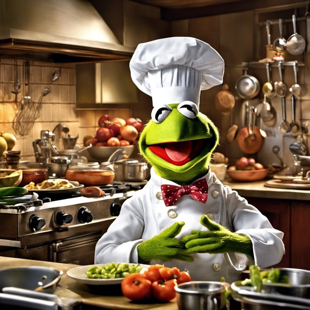 "Cooking with Kermit" - AI Generated Artwork - NightCafe Creator