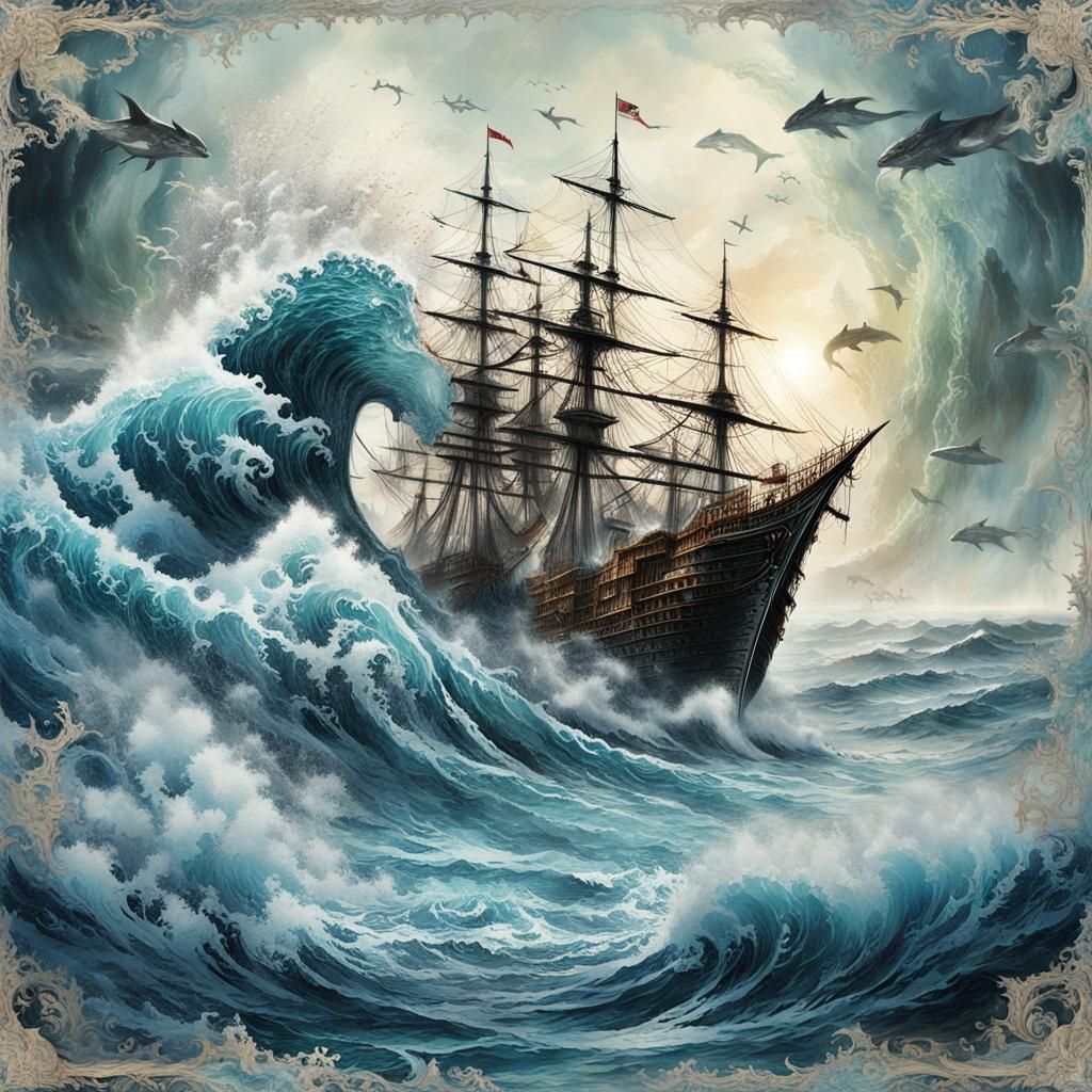 "centered open book with beautiful fantasy water world emerging , epic ...