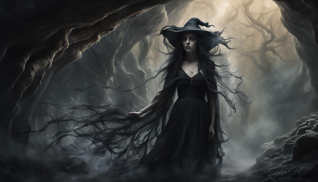 close up portrait,In the fading light of day, The Cave Witch of ...