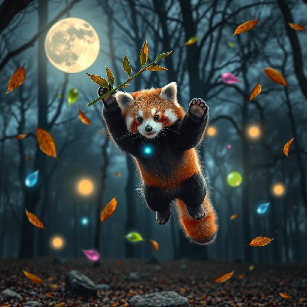 Mystic Panda: Keeper of the Forest - Surreal Forest Scene wi...