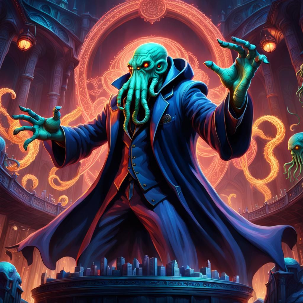 Cthulhu jazz-hands held up above shoulders | detailed matte painting ...