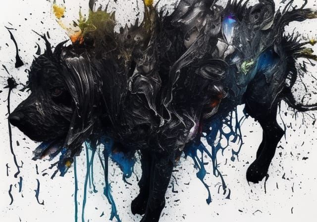 Black dog, full body shot: inkblot art by Alberto Seveso: Carne ...