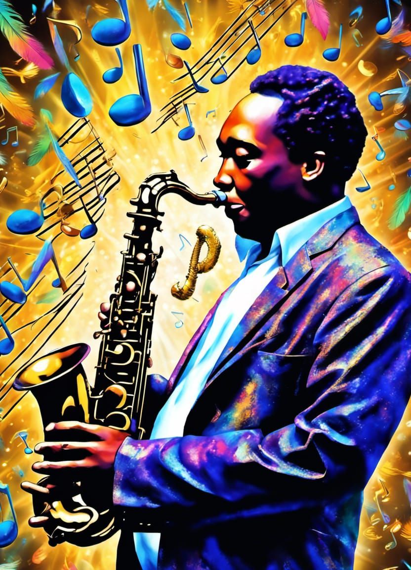 Portrait of Genius Sax Player: Charlie Parker - AI Generated Artwork ...