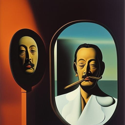 Frightened Dali holding a mirror - AI Generated Artwork - NightCafe Creator
