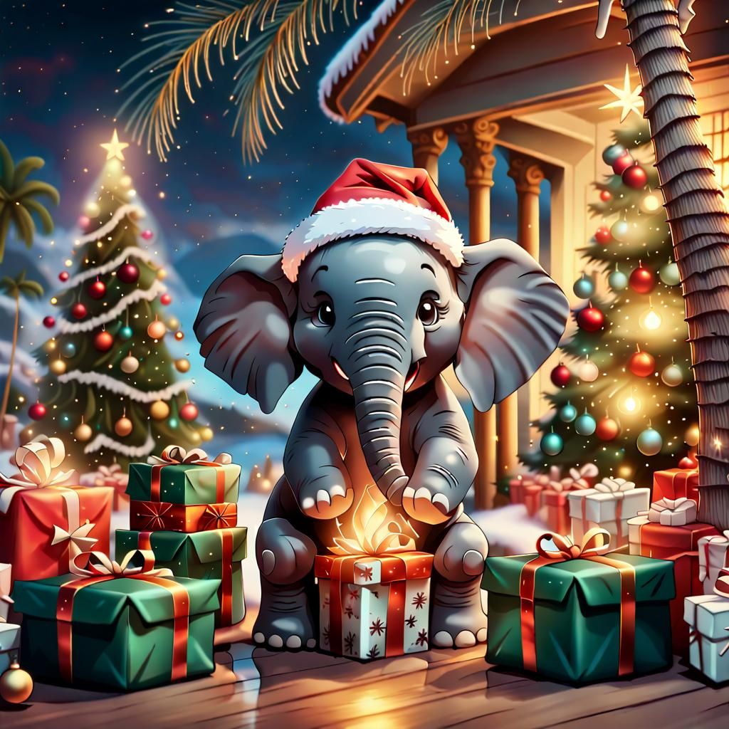 Elephant Christmas - AI Generated Artwork - NightCafe Creator