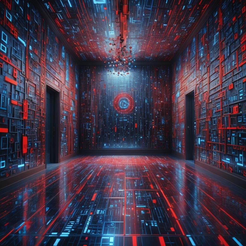 binary colored blue red room - AI Generated Artwork - NightCafe Creator