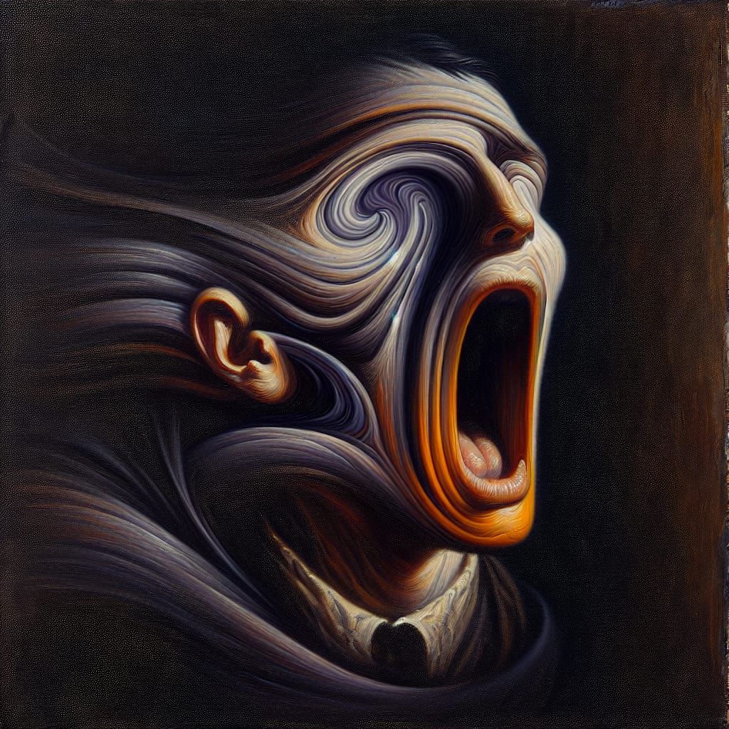 Surreal Expressionist Painting of a Figure in Shoc... - AI Art