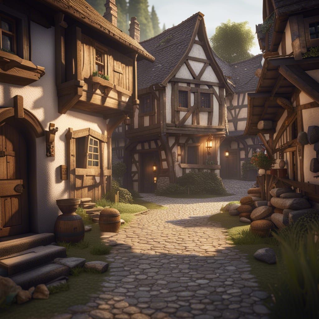 Medieval village - AI Generated Artwork - NightCafe Creator