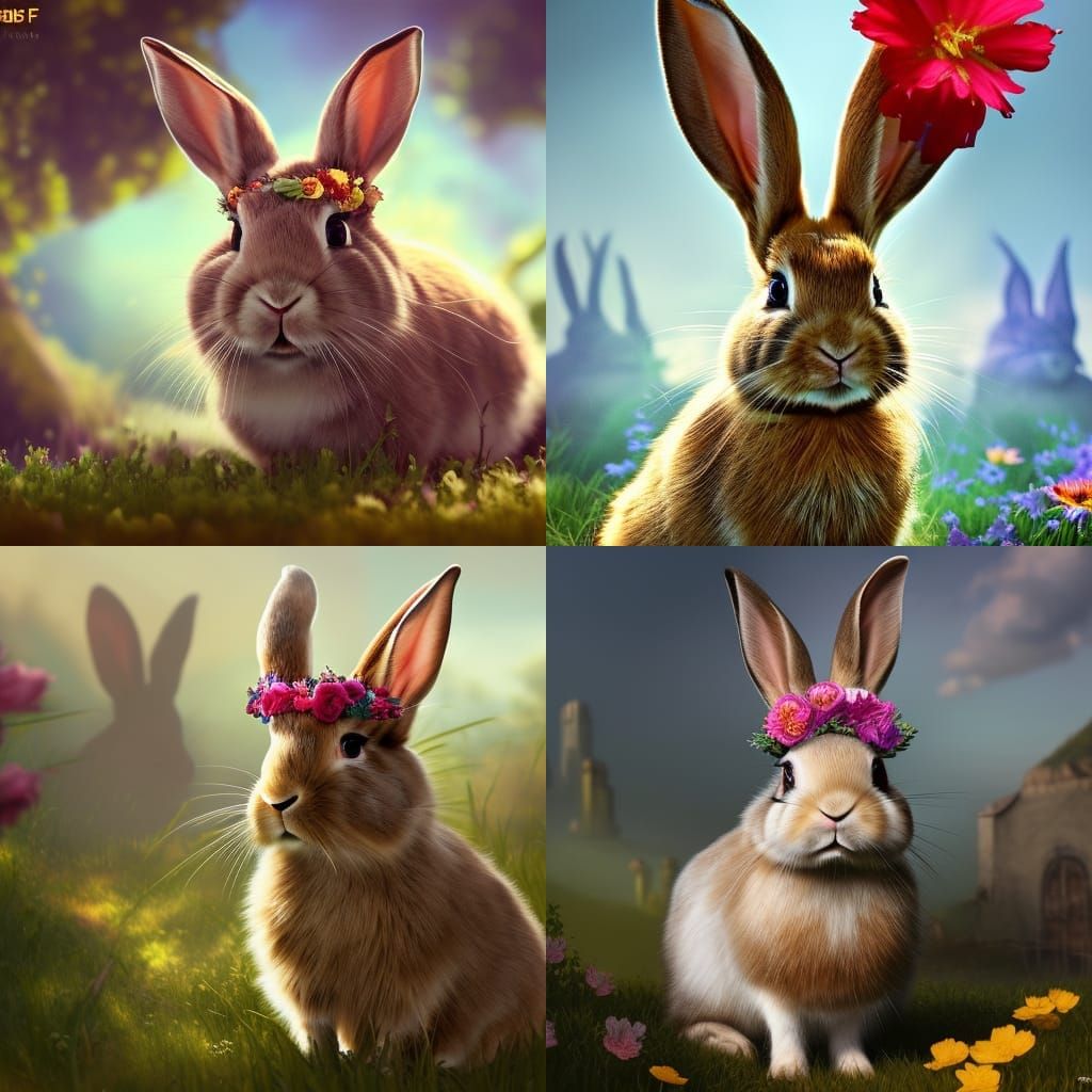 rabbit with flower crown in sunshine - AI Generated Artwork - NightCafe ...