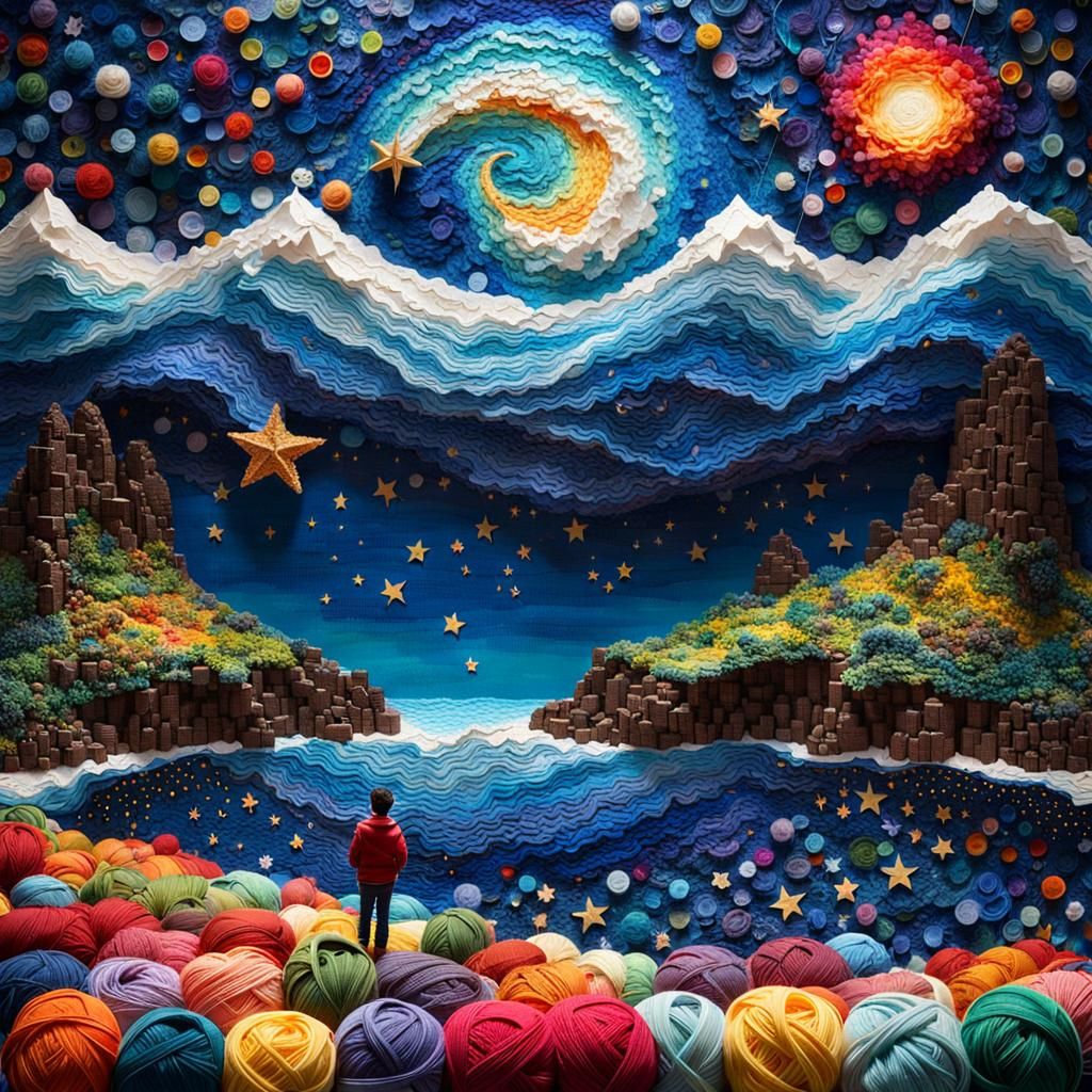 Award-winning with "text lingo" over magical islands made of impasto ...