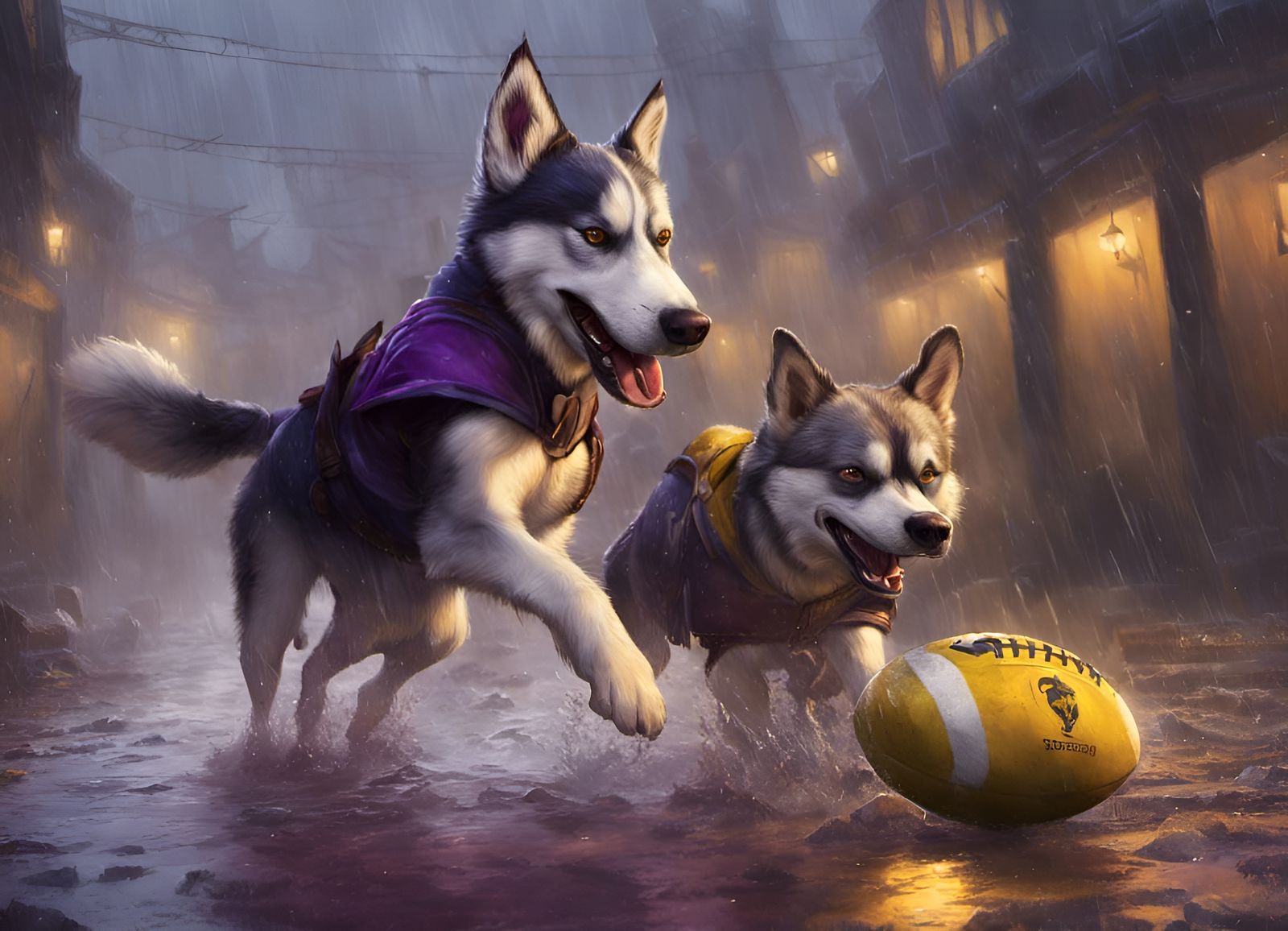 Husky playing rugby - AI Generated Artwork - NightCafe Creator