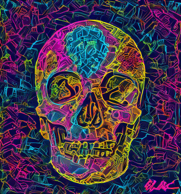 Neon Skull - AI Generated Artwork - NightCafe Creator