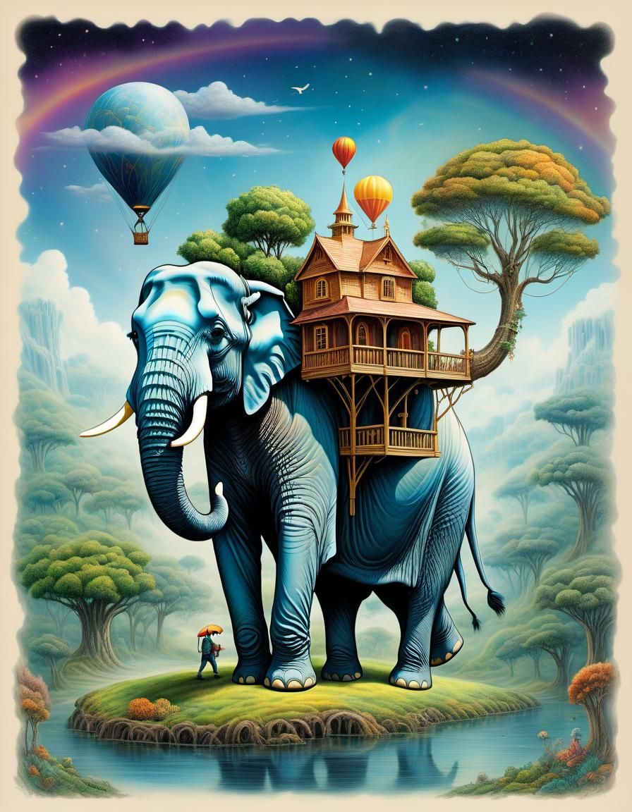 Elephant-tree-house - AI Generated Artwork - NightCafe Creator