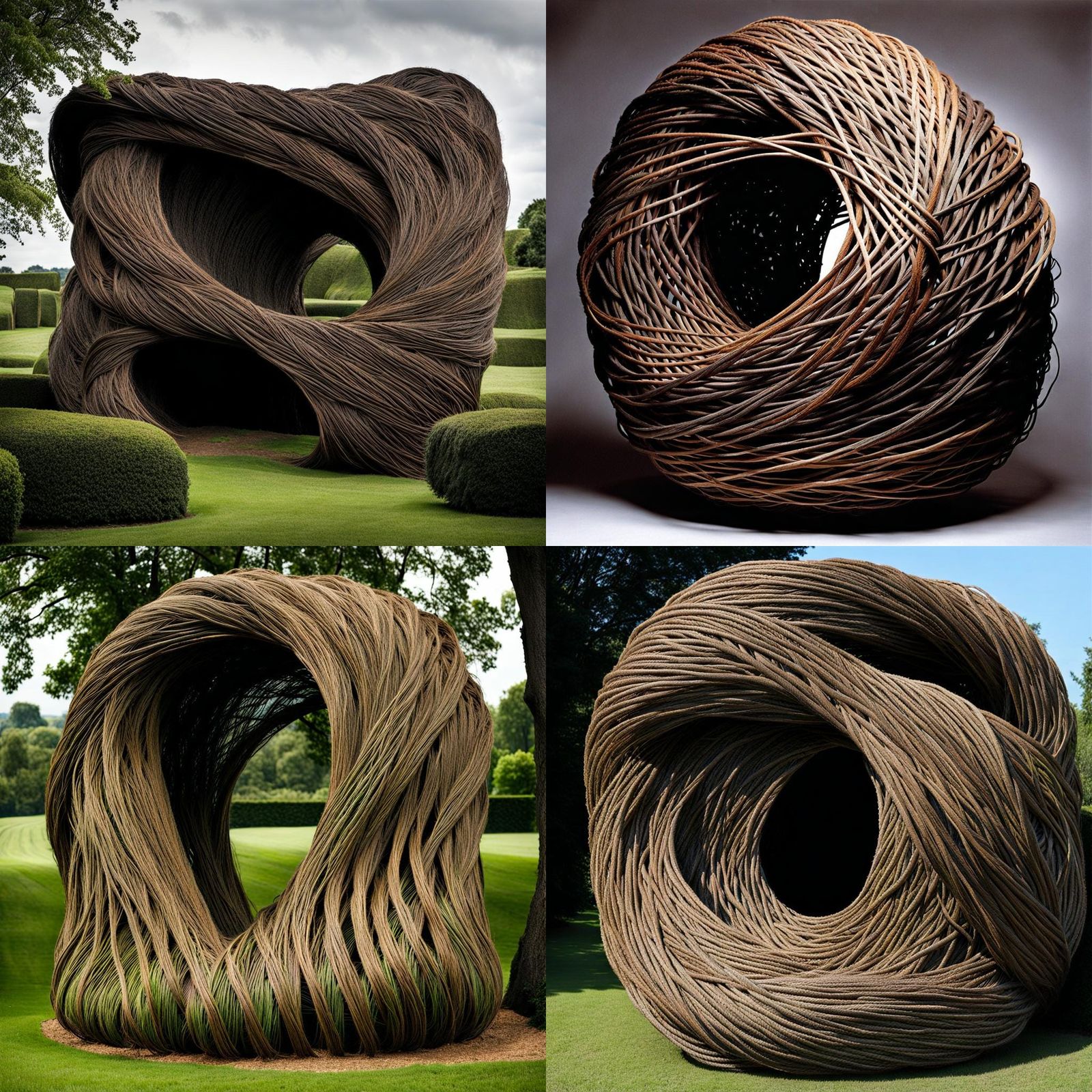 style of (Patrick Dougherty) - Twisted Tree Sculptures in N...