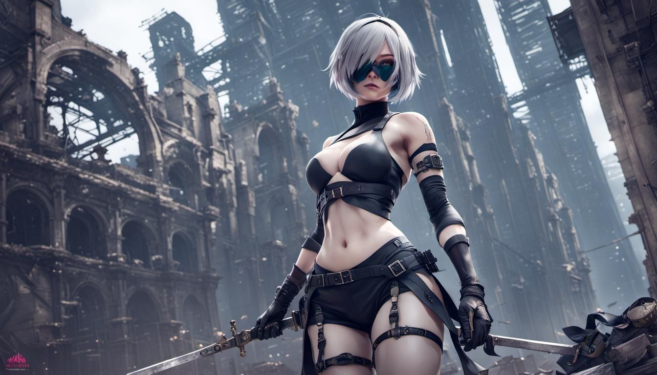 sensual caracter JYoRHa 2B from Nier: Automata - AI Generated Artwork - NightCafe Creator