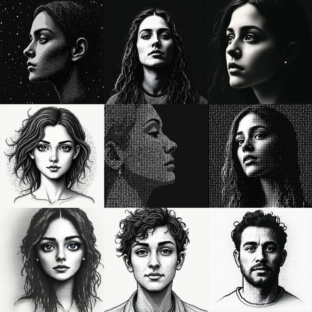 Vintage-Style Monospace Portrait in ASCII Art - AI Art