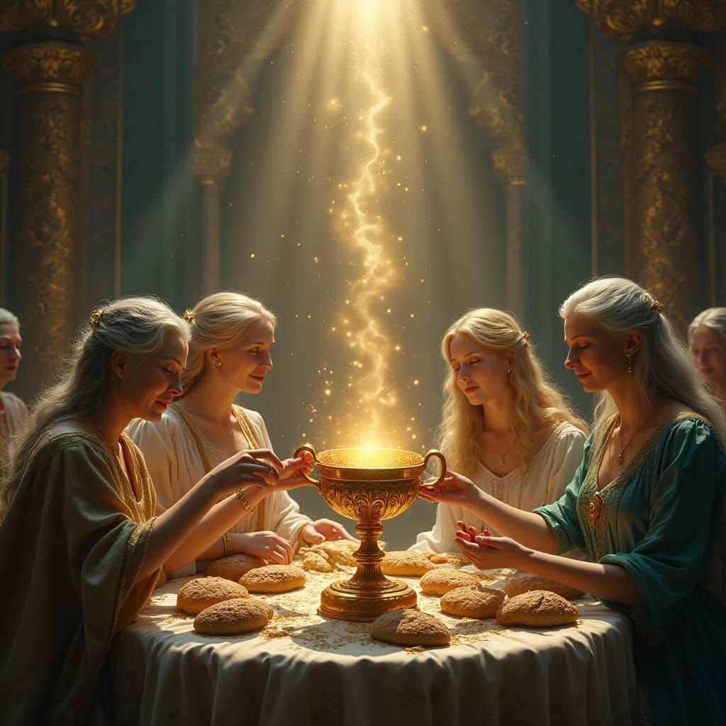 Majestic Communion Scene with Women of All Ages - AI Art