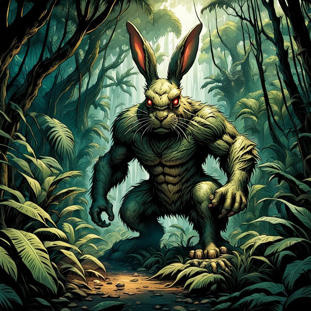 "Jungle Bunny Monster in a Jungle setting, Dynamic Lighting and Hyper ...