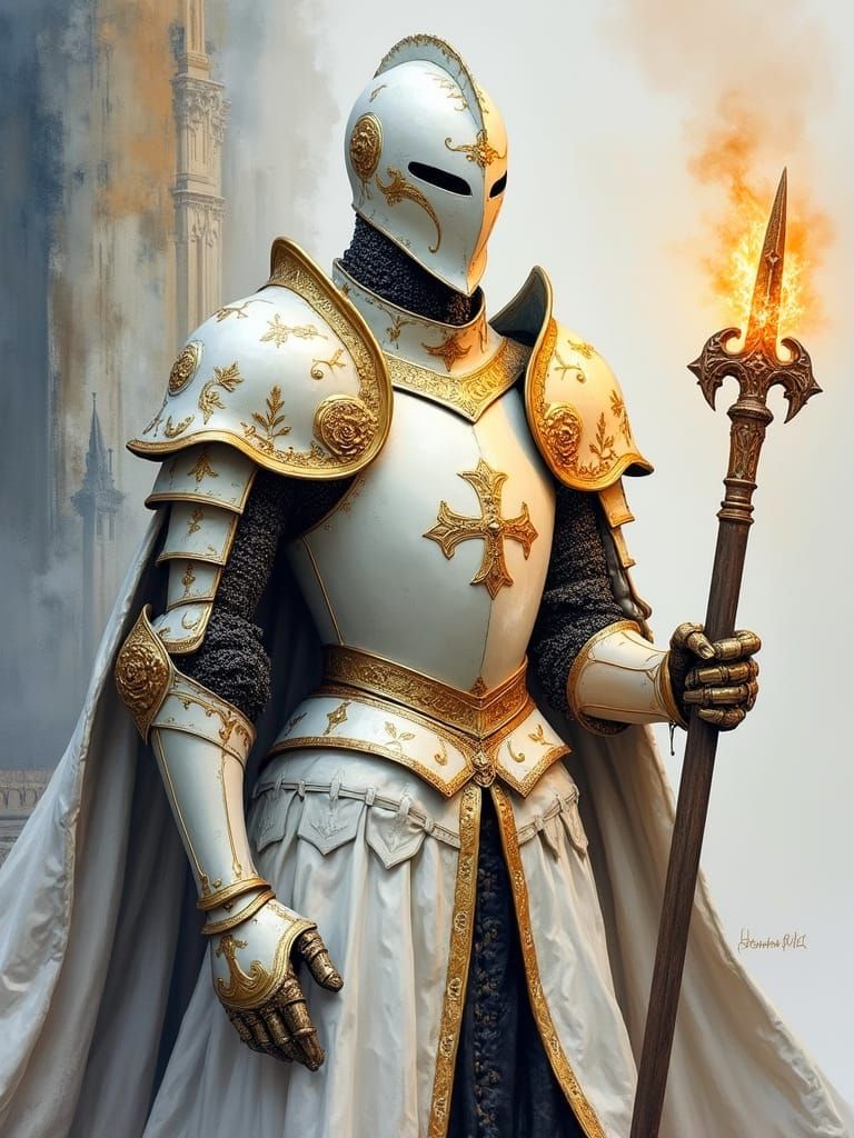 Palace Sentry w/ White Armor - Ethereal Gothic Knight in Maj...