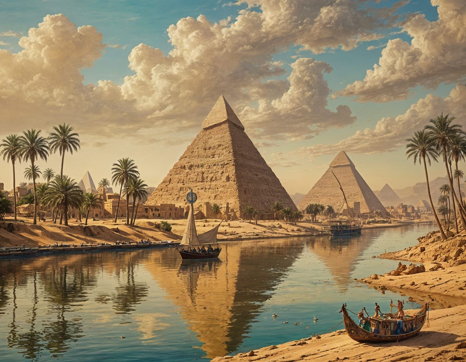 Along the Nile - Egyptian Barge Sails the Nile in a Dystopia...
