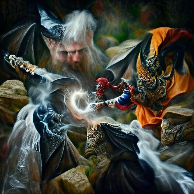 [A Wizard Battles a Demon][Artist: Mike Franchina][Style: Epic Fantasy ...