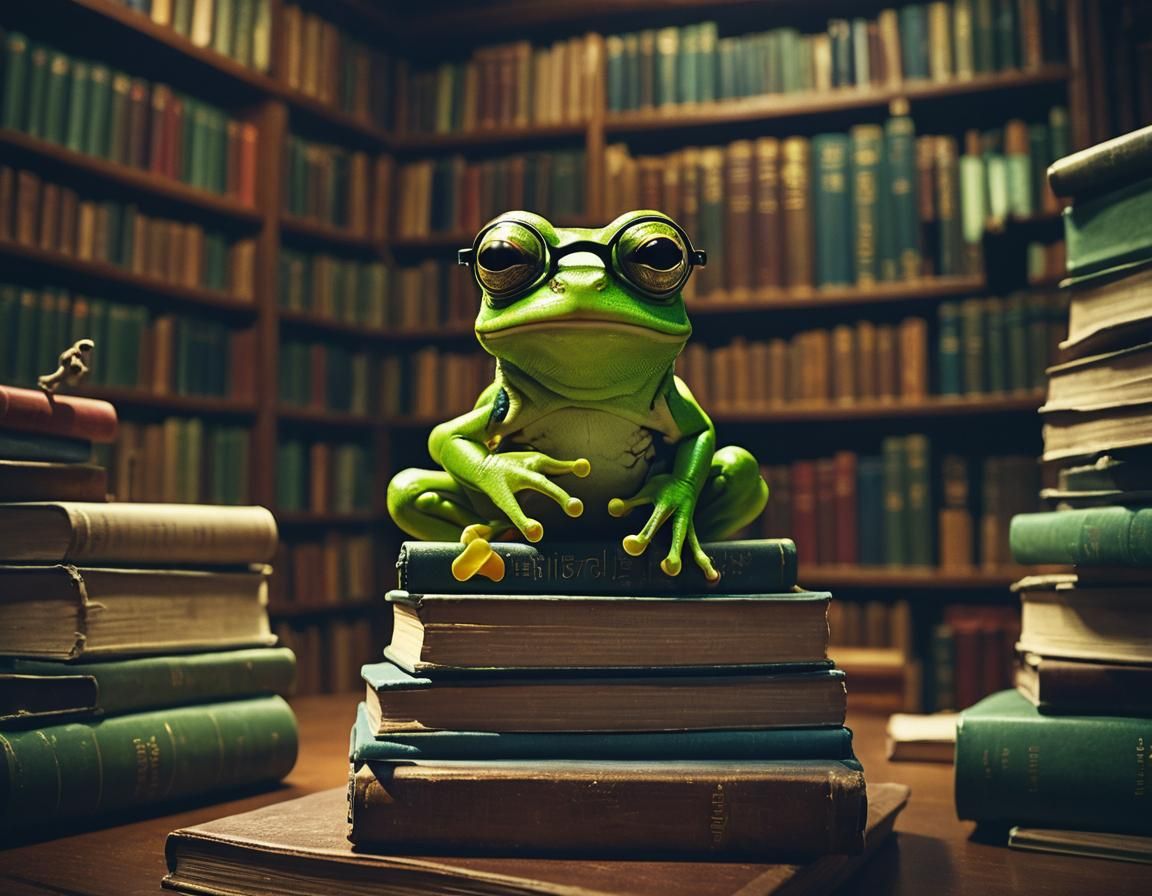 Wise frog chirps: "read-it" "read-it" 👓 - AI Generated Artwork ...