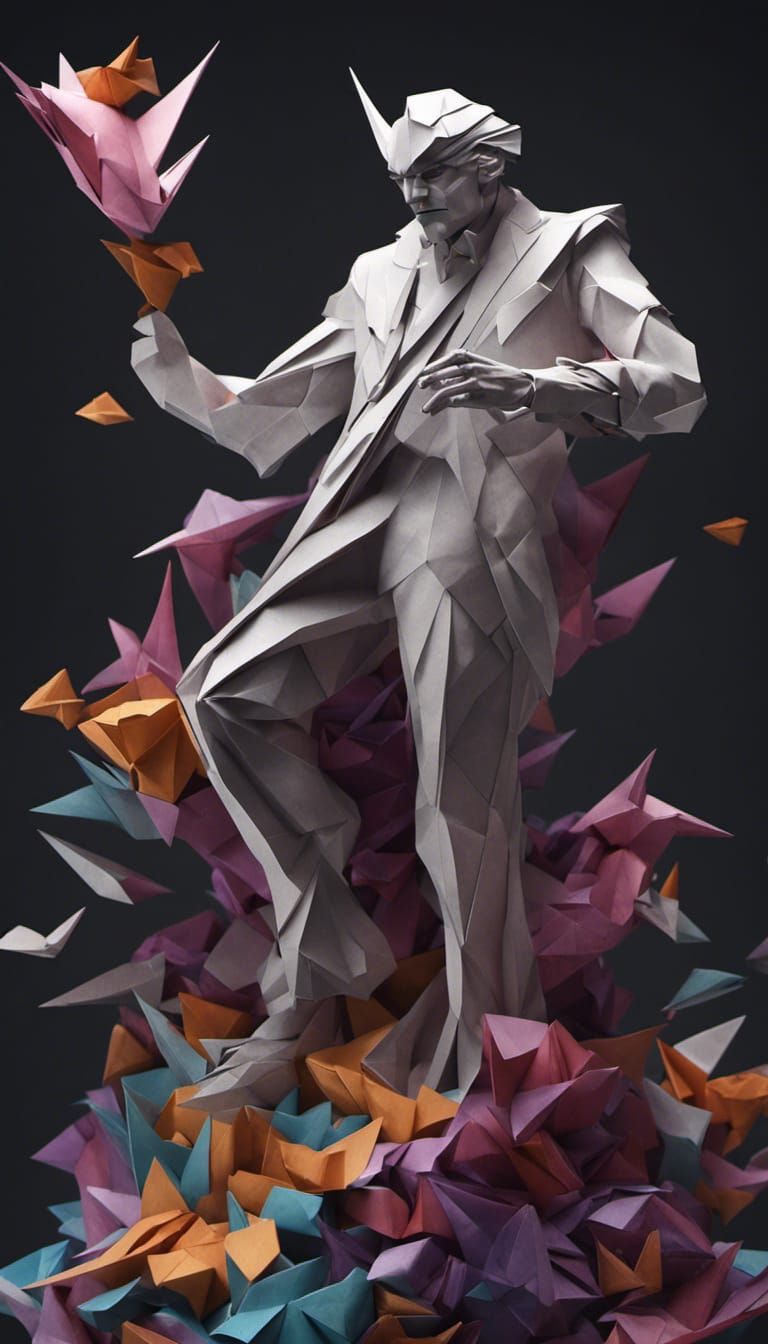 An origami man, Origami paper folds papercraft, made of paper ...