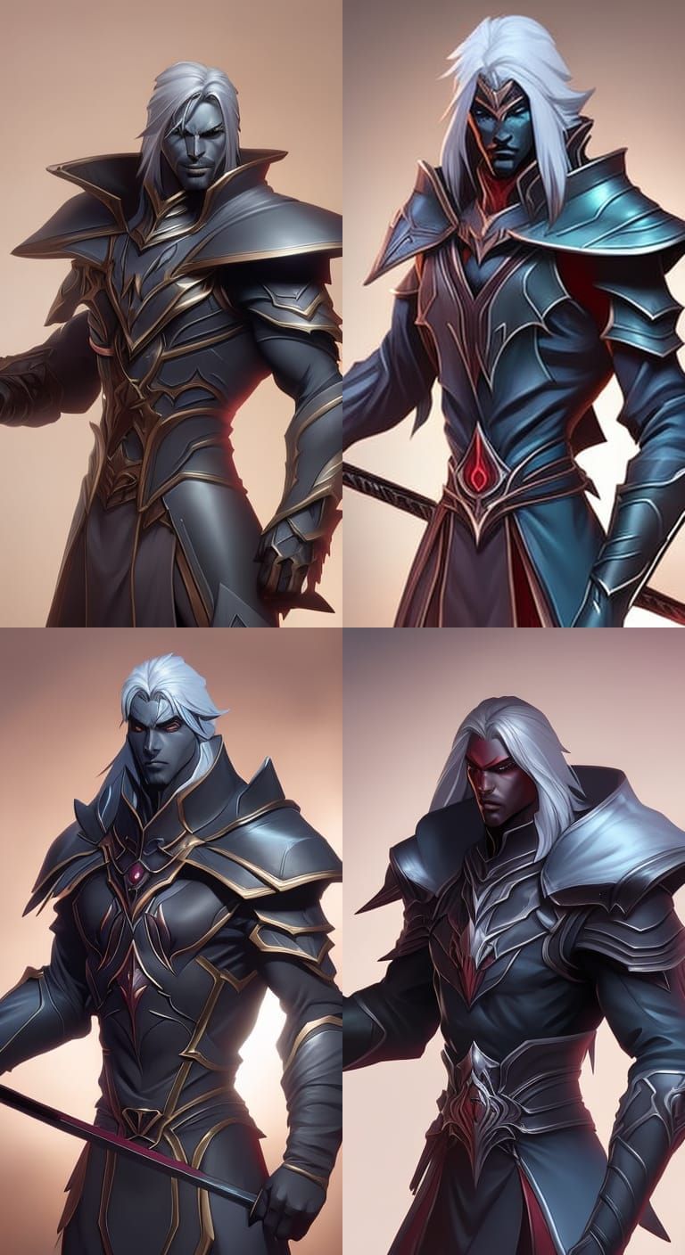 Male Drow with golden eyes, a blood sword, hexblade - AI Generated ...