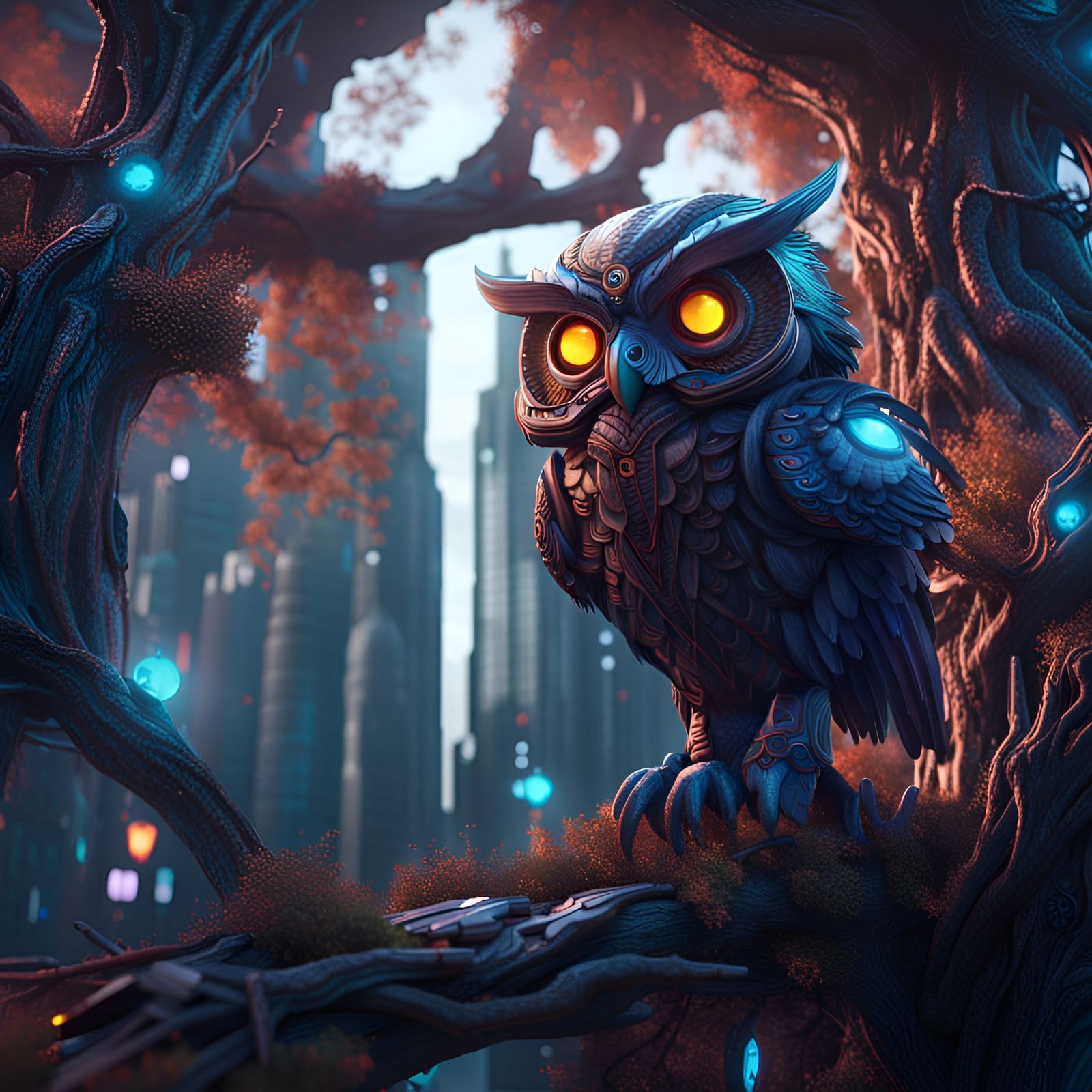 Cyber Owl - AI Generated Artwork - NightCafe Creator