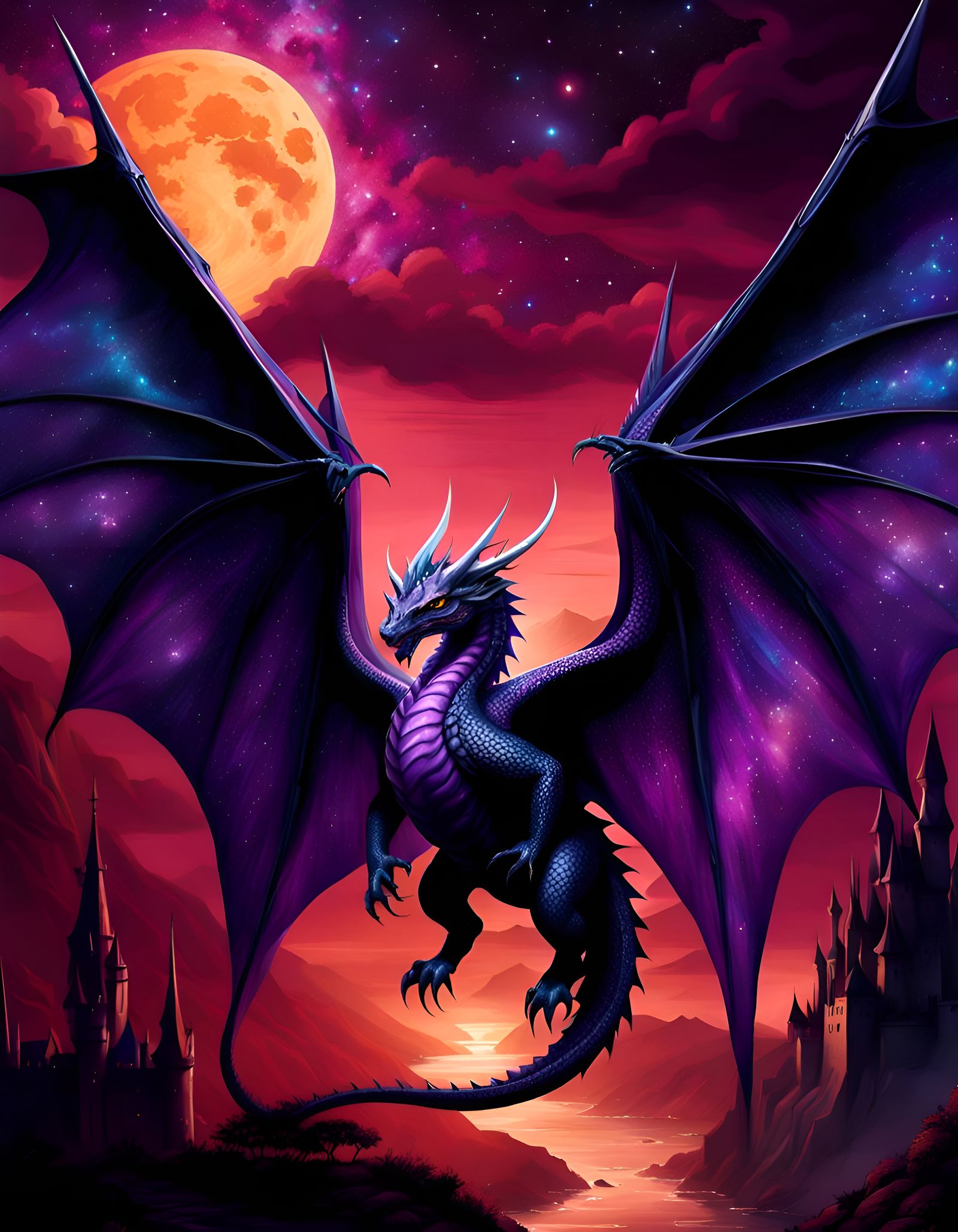 🌛Blood Moon Dragon🌜 - AI Generated Artwork - NightCafe Creator