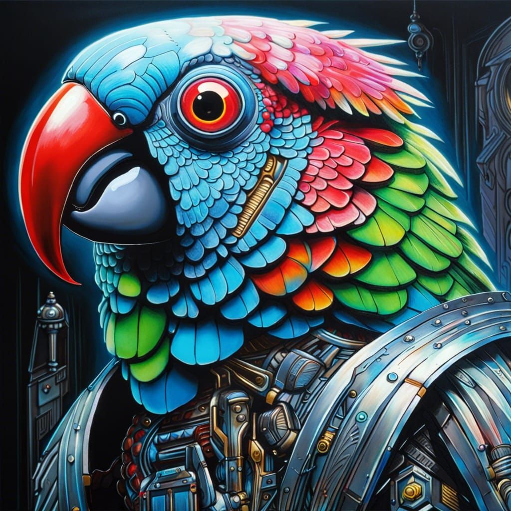 Robot Parrot - AI Generated Artwork - NightCafe Creator