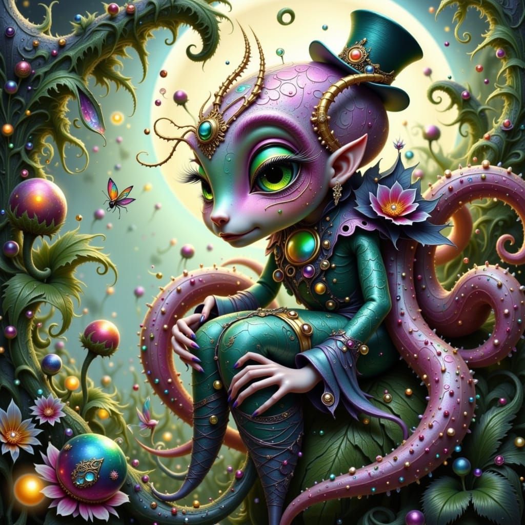 Whimsical Fae Creature in a Dreamlike Garden - AI Art
