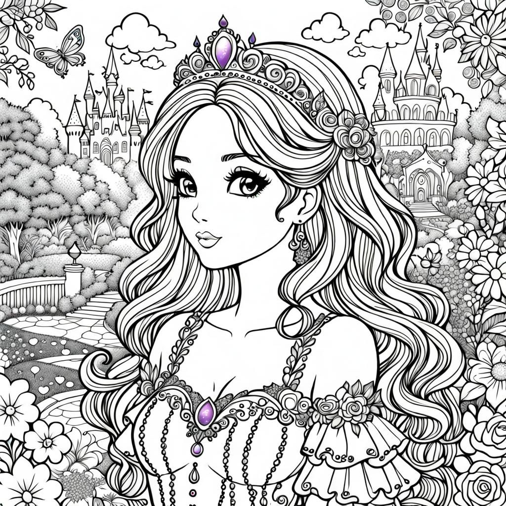 Pretty pretty princess coloring sheet👸 - AI Generated Artwork ...