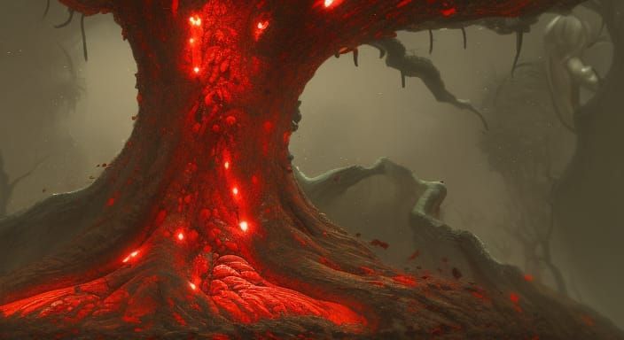 flesh fleshy hellish hell tree fruit anatomy cavity - AI Generated ...