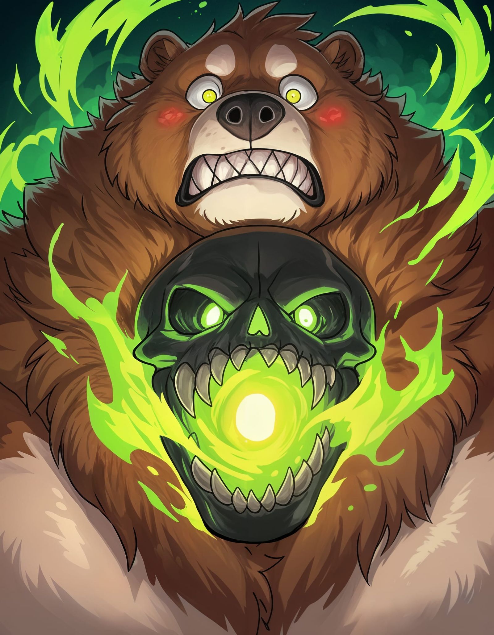 Muscular Tribal Bear with Glowing Voodoo Eyes - AI Art