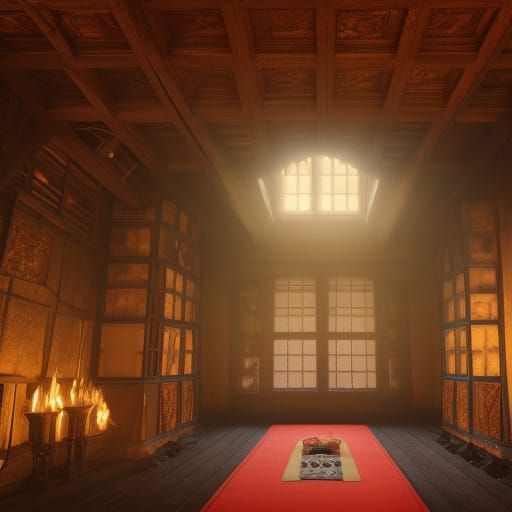 Inside Fire dojo chamber inside English medieval castle - AI Generated ...