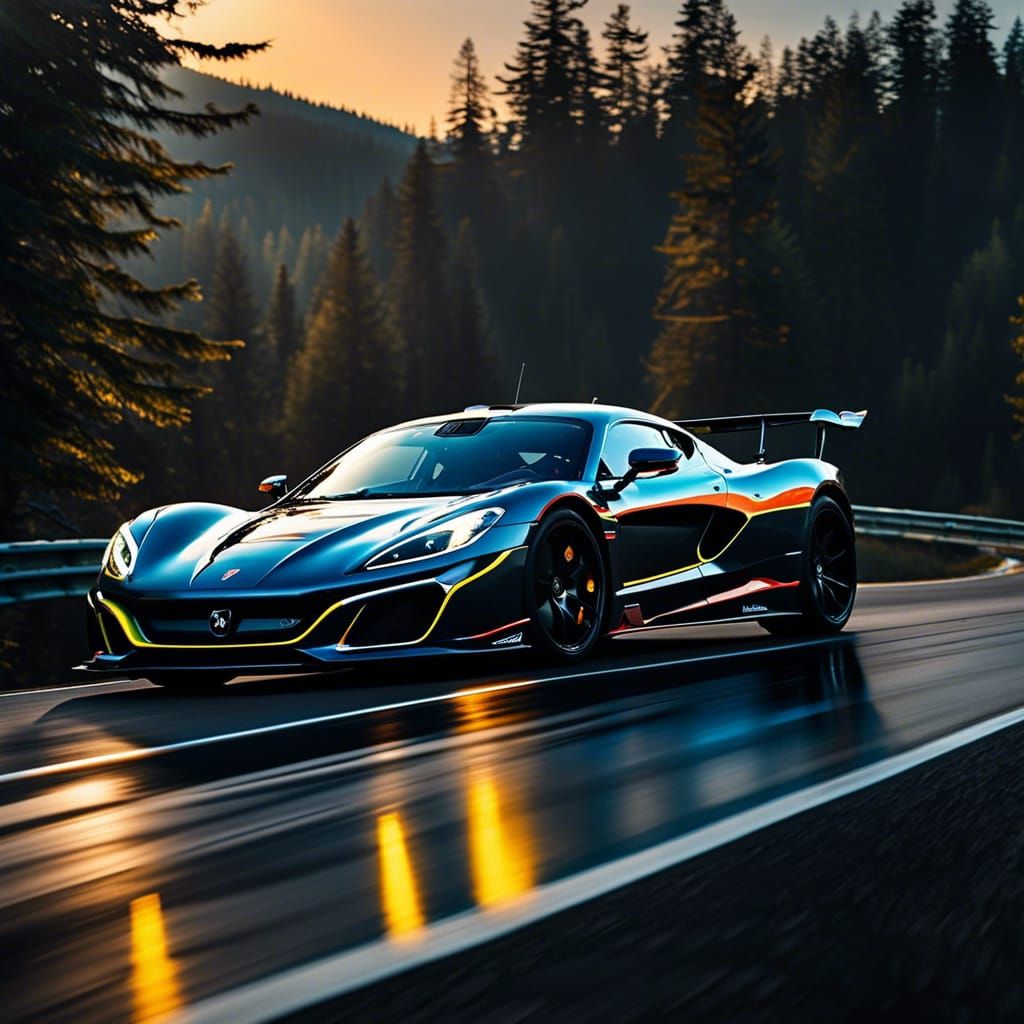 Rimac Nevera on Nürburgring - AI Generated Artwork - NightCafe Creator